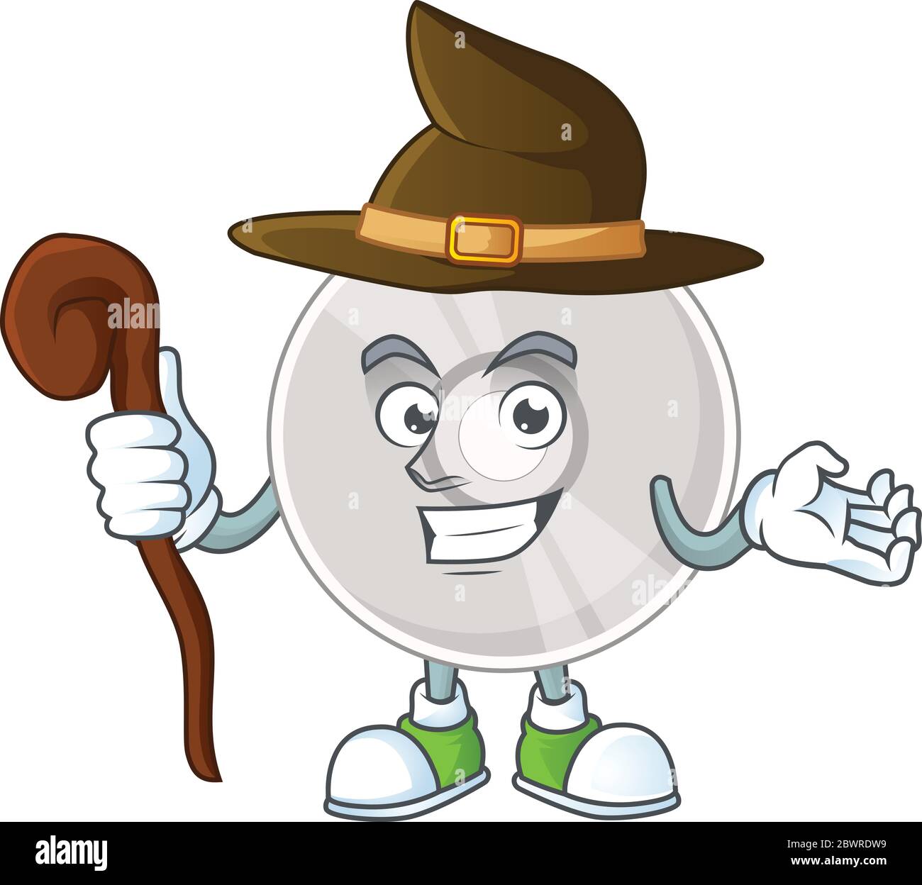 sneaky and tricky Witch compact disk cartoon drawing concept Stock ...