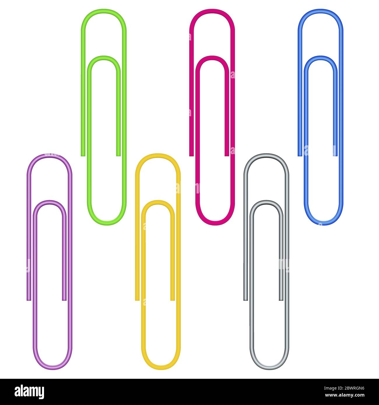 Paper clips isolated on white background. Vector Illustration. Colorful ...