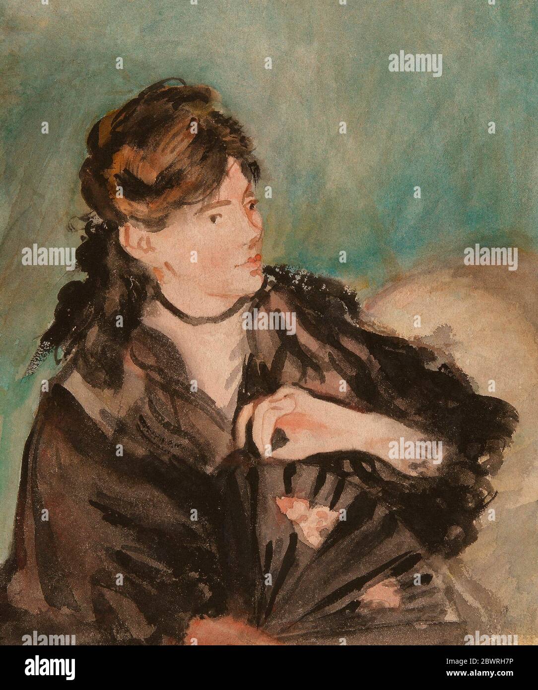 Watercolour over traces of graphite on cream wove paper hi-res stock ...