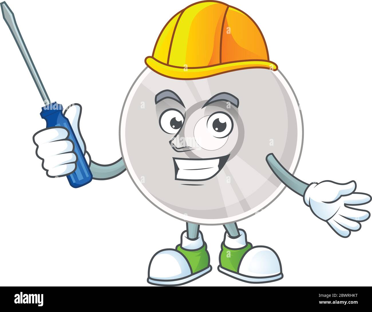 A cartoon image of compact disk in a automotive character Stock Vector ...