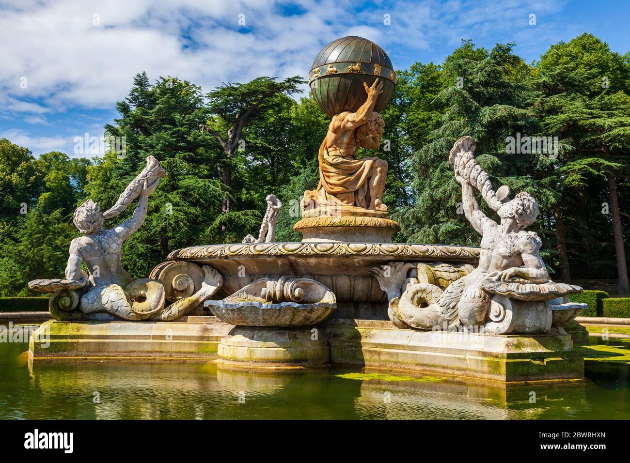 The Atlas Fountain in the grounds of Castle Howard, Yorkshire, England ...