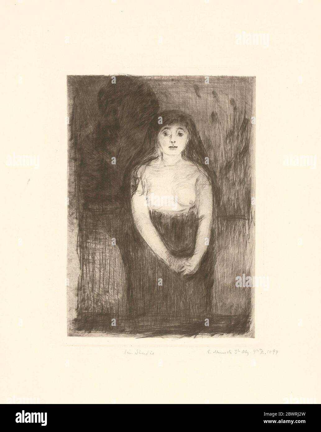 Etching In Black On Off White Wove Paper High Resolution Stock ...