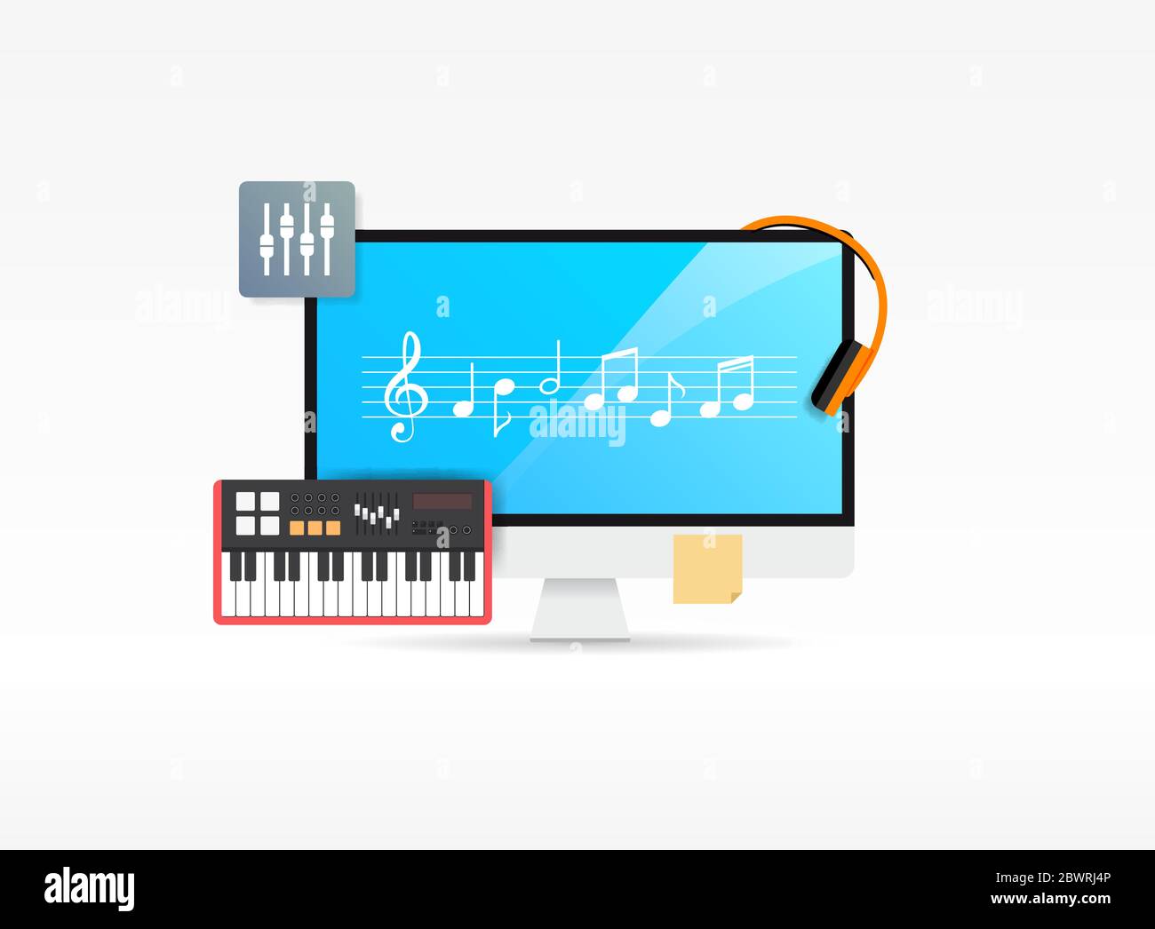 Music Computer Desktop Stock Vector Image & Art - Alamy