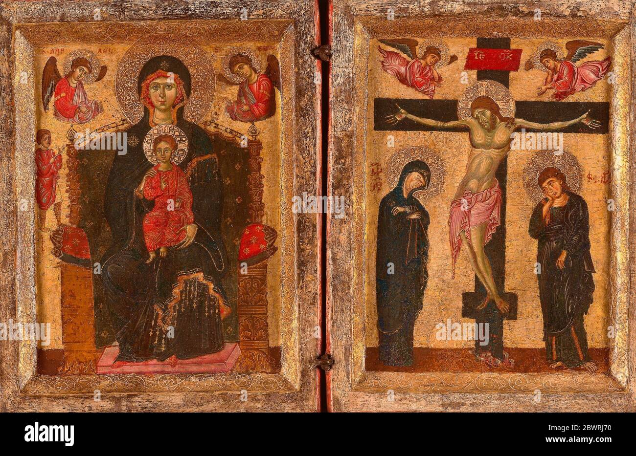 Virgin and child enthroned and the crucifixion hi-res stock photography and images - Alamy