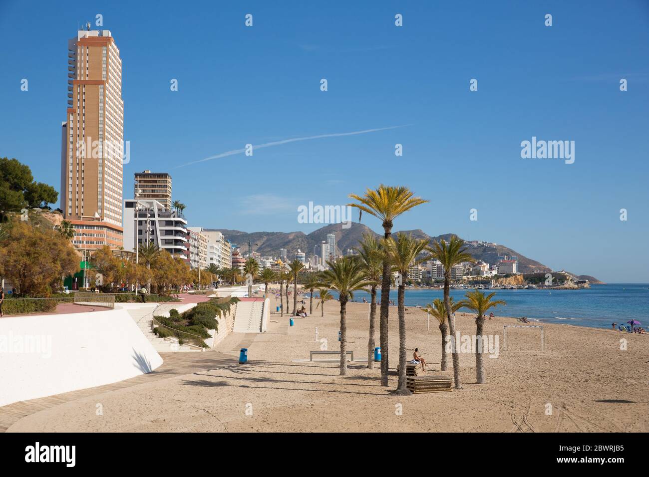 Benidorm Poniente beach beautiful blue sea and sky on Costa Blanca ...