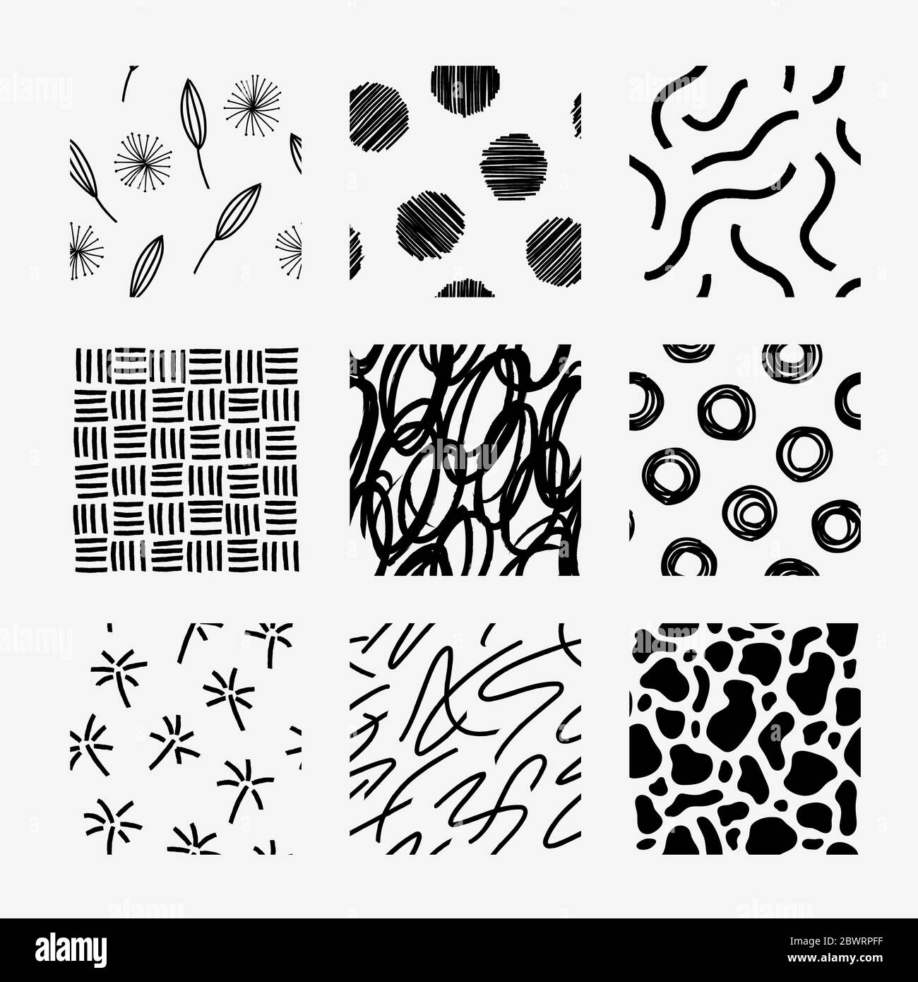 Freehand drawn pattern design vector swatch set Stock Vector Image ...