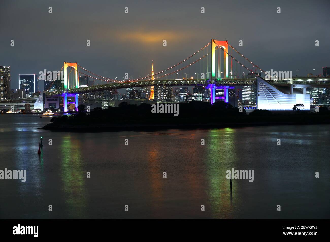 The Rainbow Bridge is lit up in Tokyo, Japan on June 2, 2020. Credit ...