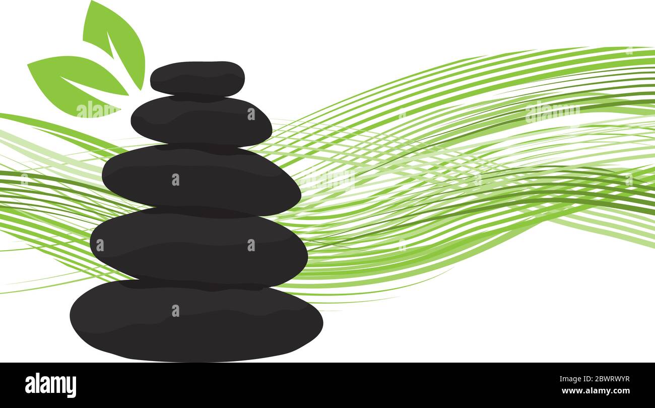 Green leaves zen stones Stock Vector Images - Alamy