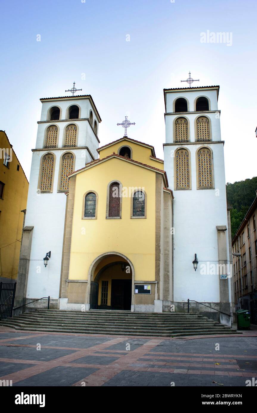 The church of San Martín is the parish church of Pola de Lena, Asturias ...