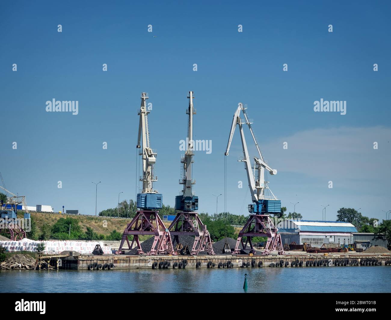 river harbor, port crane, Volga, Russia Stock Photo - Alamy