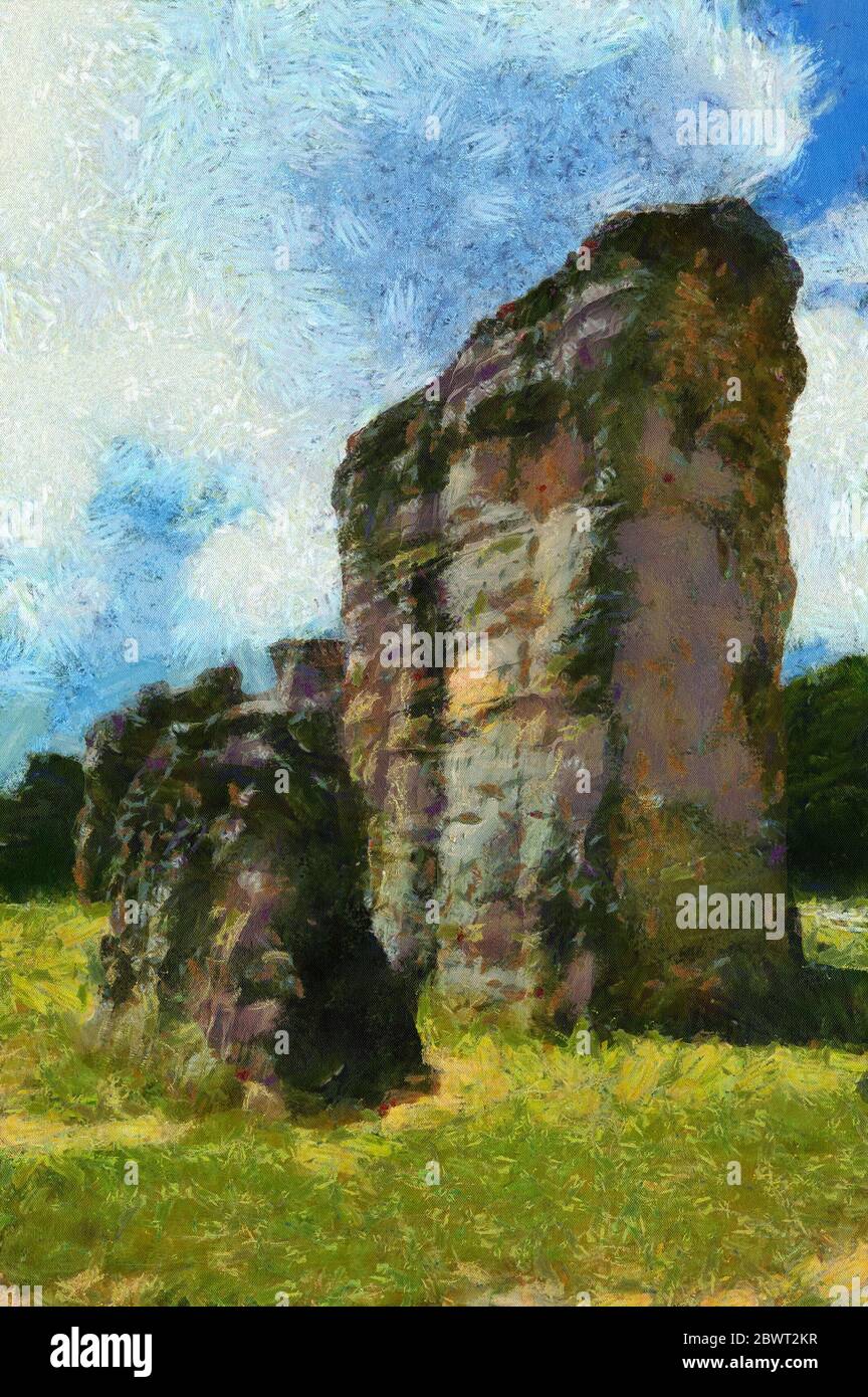 Large natural stone pillars Illustrations creates an impressionist ...