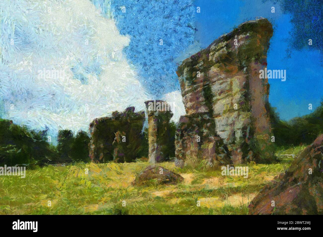 Large natural stone pillars Illustrations creates an impressionist ...