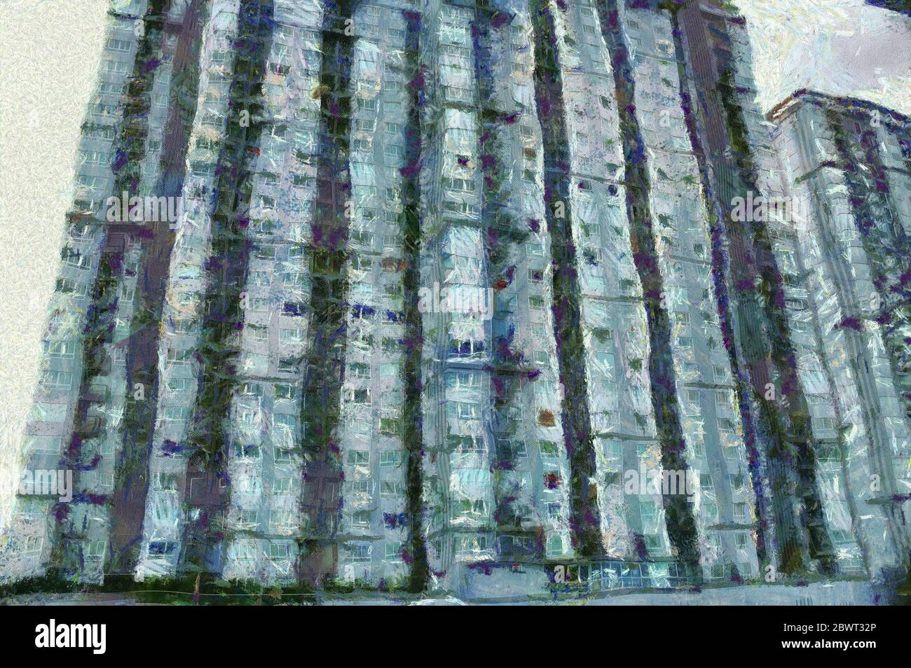 High rise building Illustrations creates an impressionist style of ...