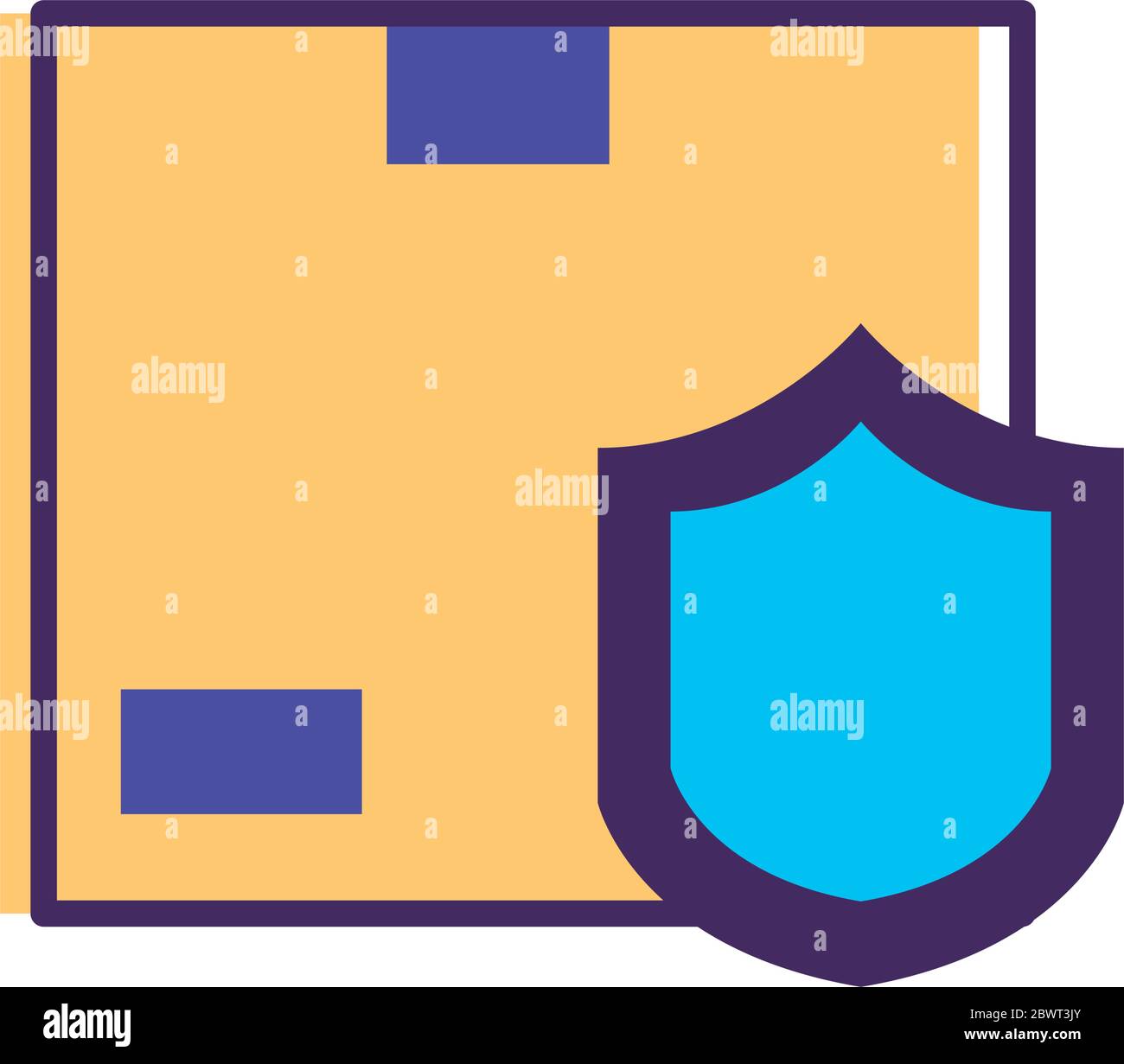 box carton with shield delivery service line and fill style Stock ...