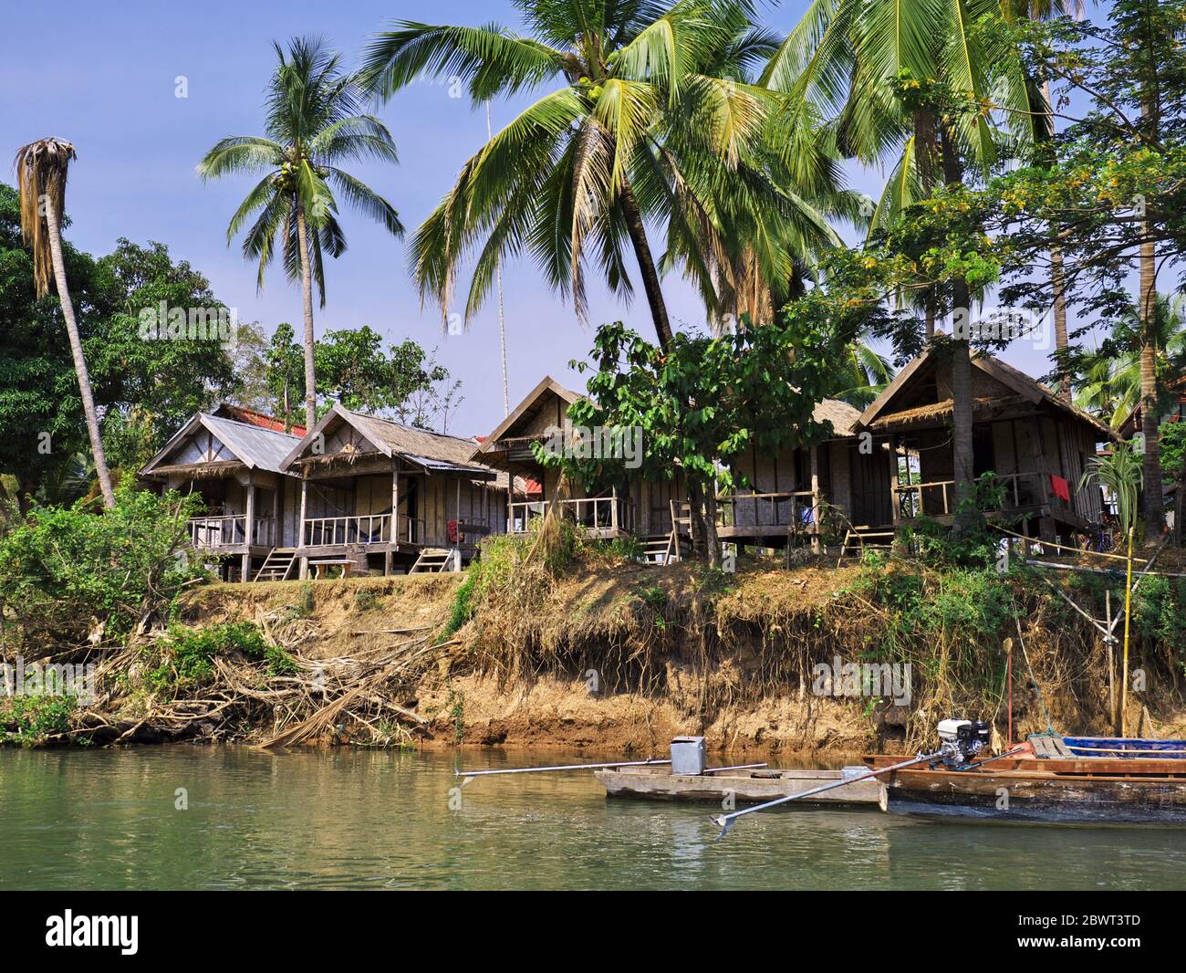 The village on Mekong river, Champassak, Laos Stock Photo - Alamy