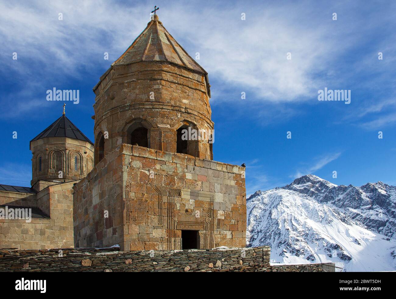 Gergeti Trinity Church in Tsminda Sameba, Kazbegi, Georgia. Epic ...
