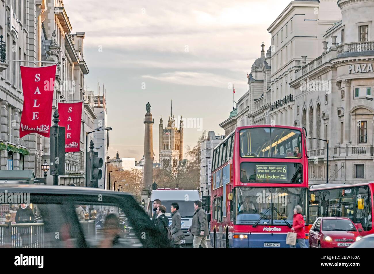 Busy traffic in Regent Street, London, one of the most prominent and ...