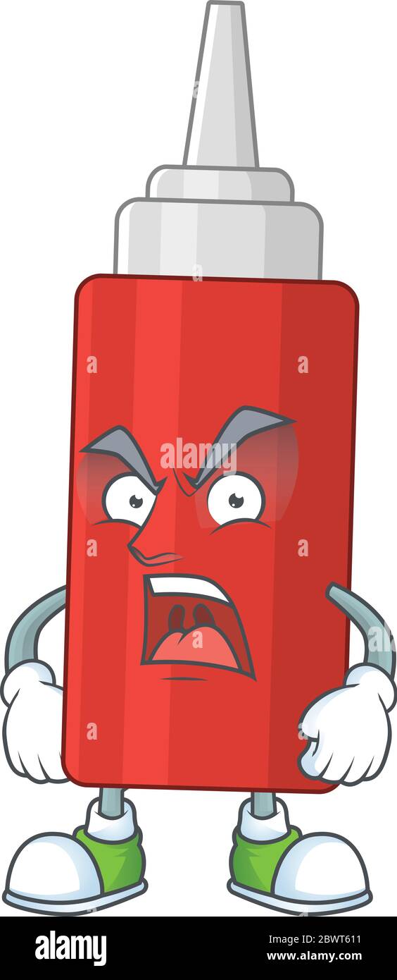 Sauce bottle cartoon drawing style with angry face Stock Vector Image ...