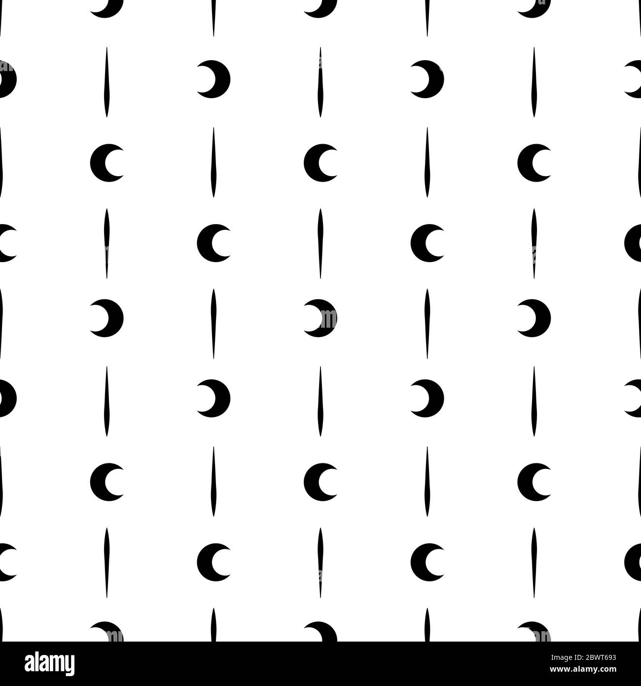 Seamless pattern with black half moon, crescents on white background ...