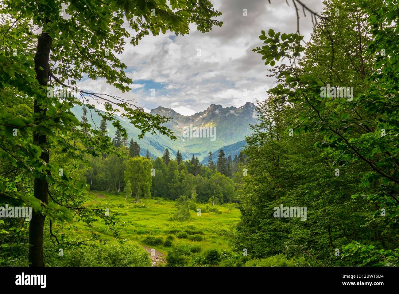 Scenery mountain landscape at Caucasus mountains with clouds Stock ...