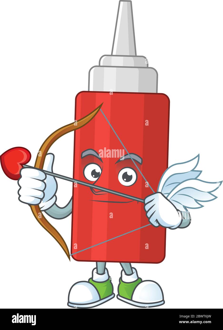 mascot design concept of sauce bottle cute Cupid with arrow and wings ...