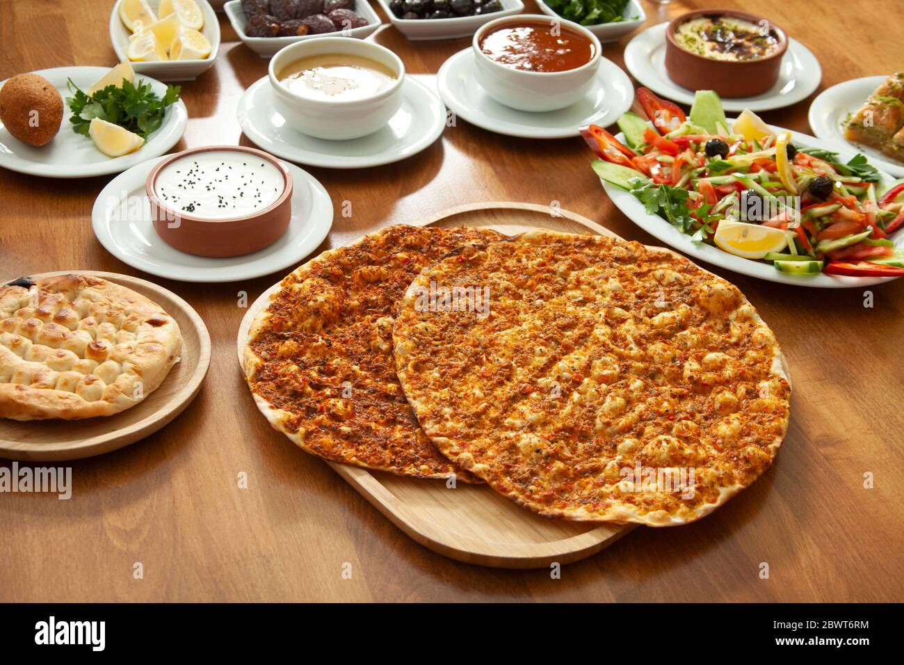 Traditional Turkish cuisine. Various dishes, soups and snacks Stock ...