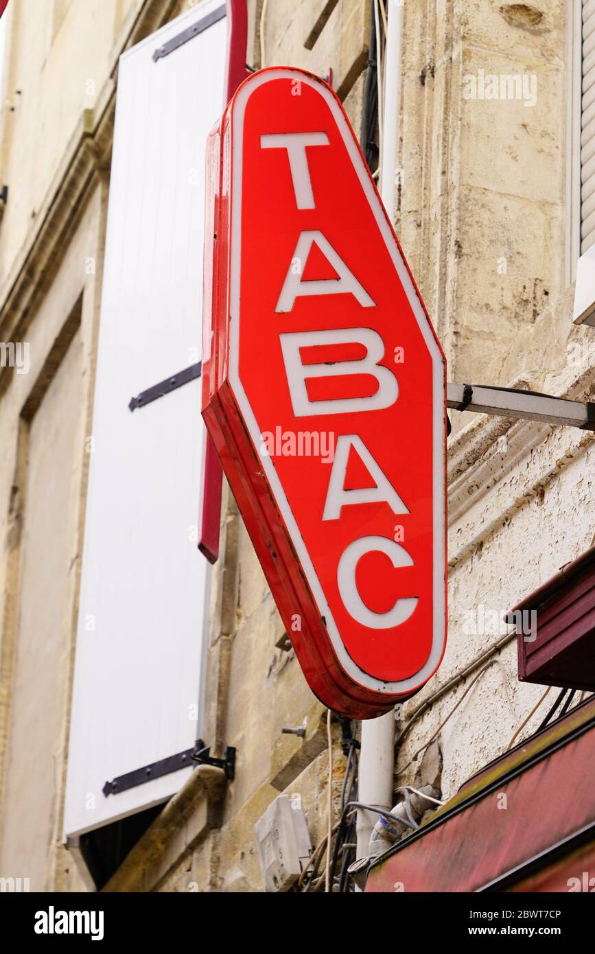 Bordeaux , Aquitaine / France - 06 01 2020 : tabac french logo sign ...