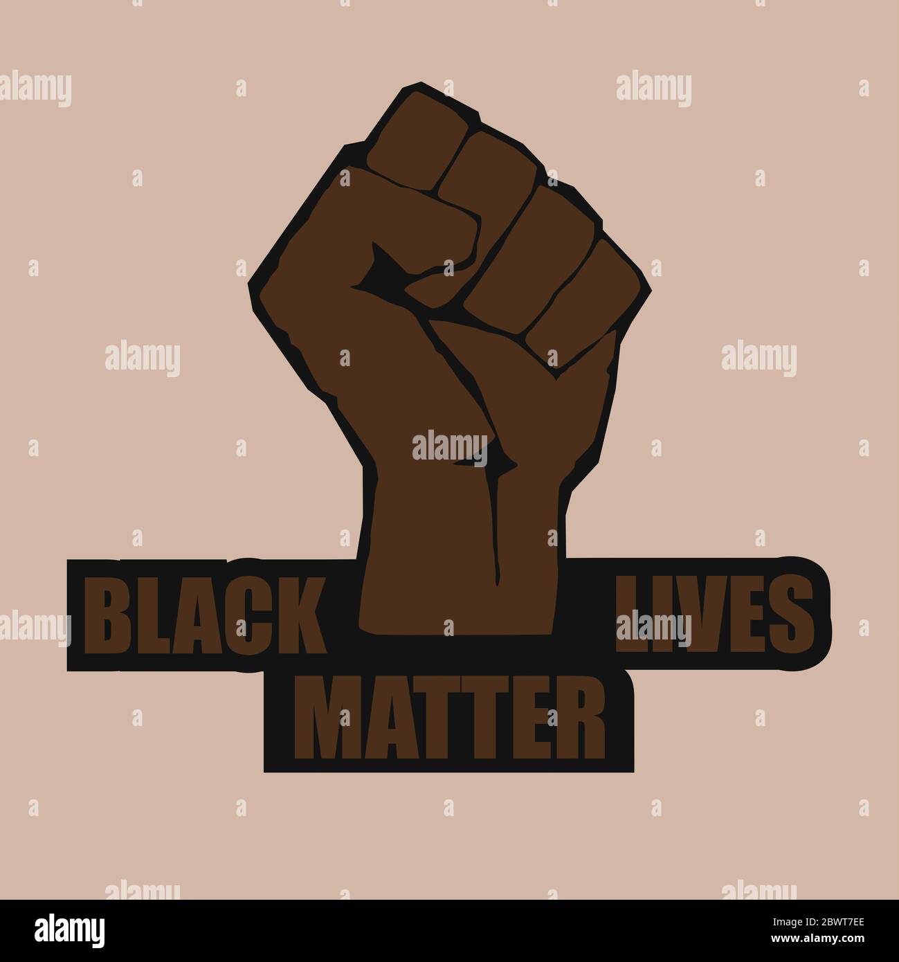 Black lives matter and black hand protesting, stop racism. Fist raised ...