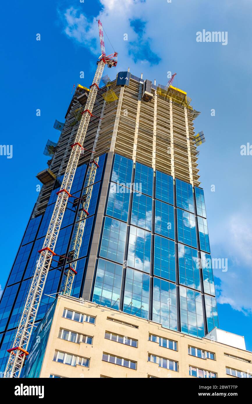 Warsaw, Mazovia / Poland - 2020/05/22: Construction site of Varso Tower ...