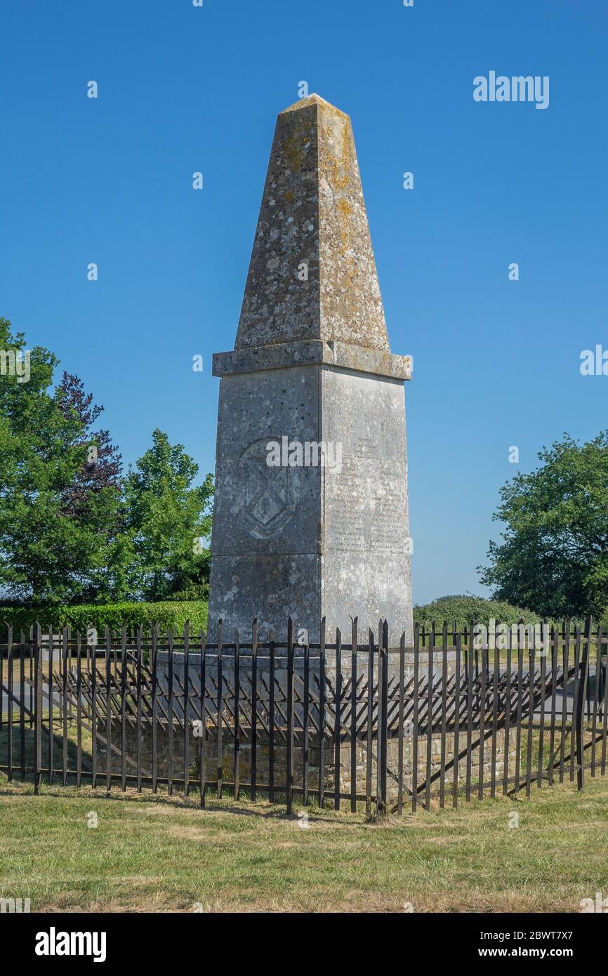 England, Oxfordshire, Chalgrove, Battle memorial to John Hampden Stock ...
