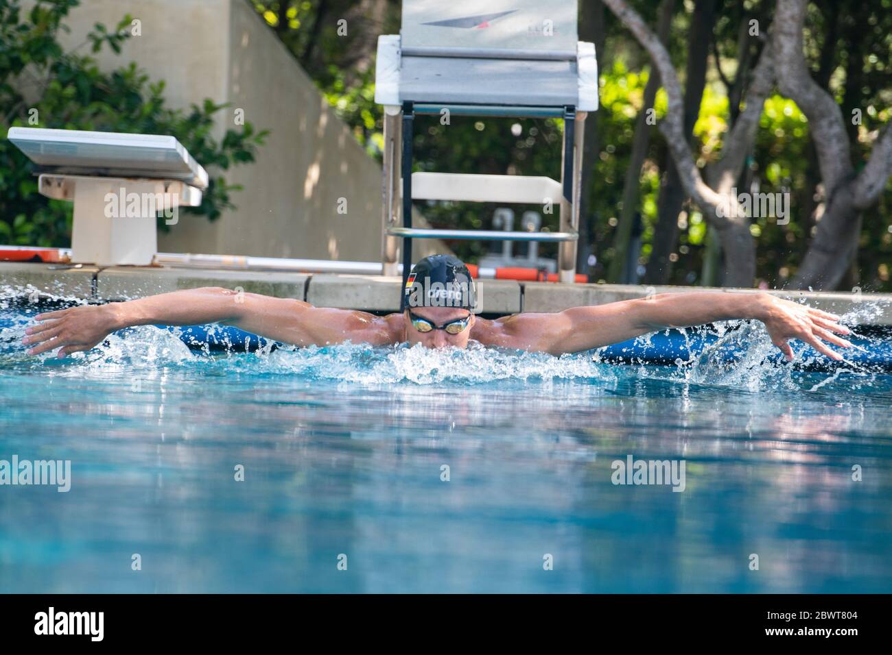 San Diego, USA. 25th May, 2020. German swimmer Marius Kusch swims in a ...