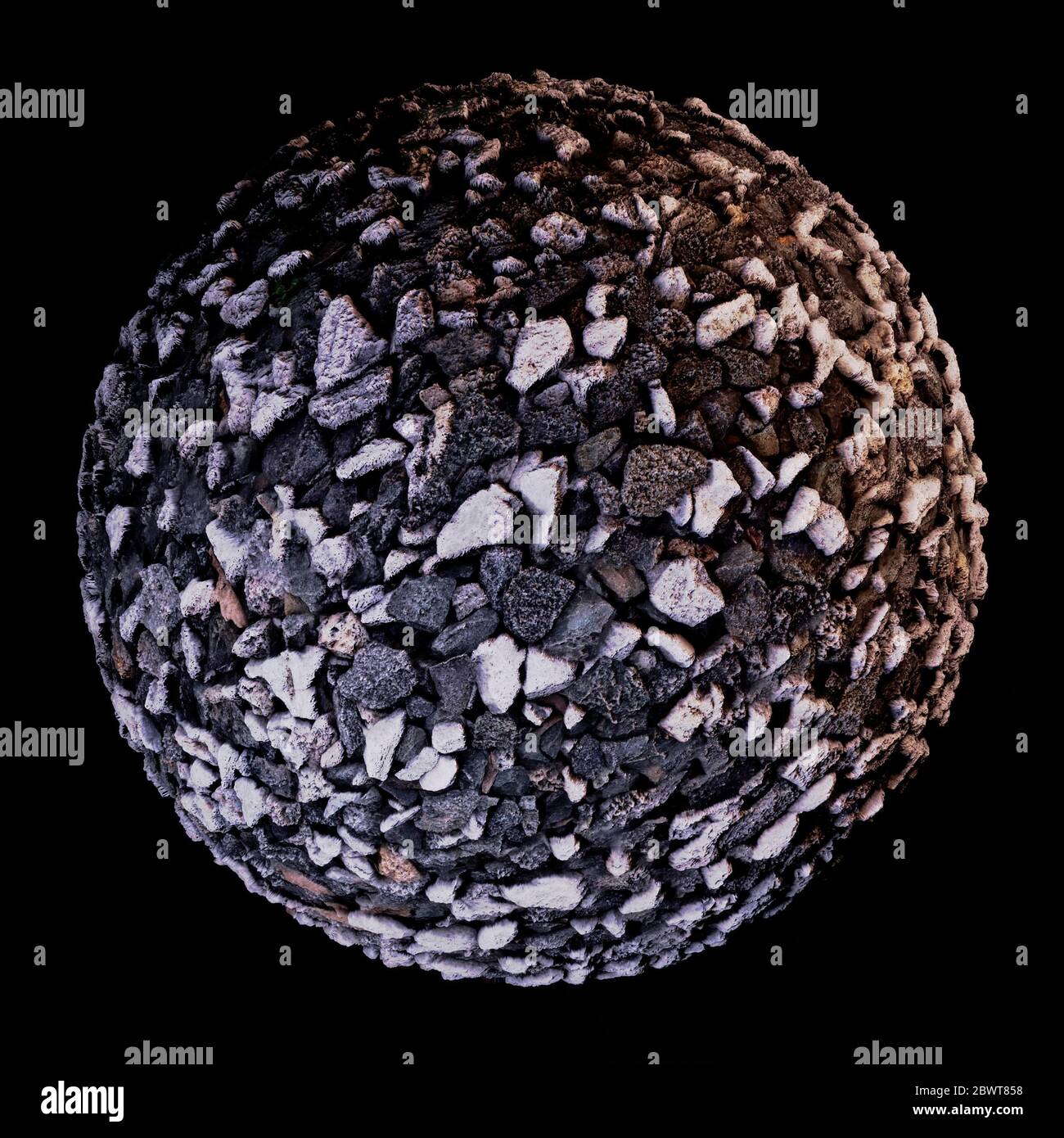 Gravel Round shape with ground for copy space isolated on black ...
