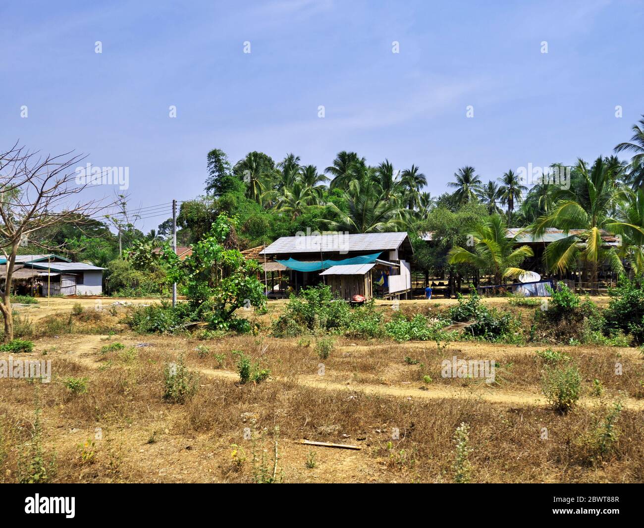 The village on Mekong river, Champassak, Laos Stock Photo - Alamy