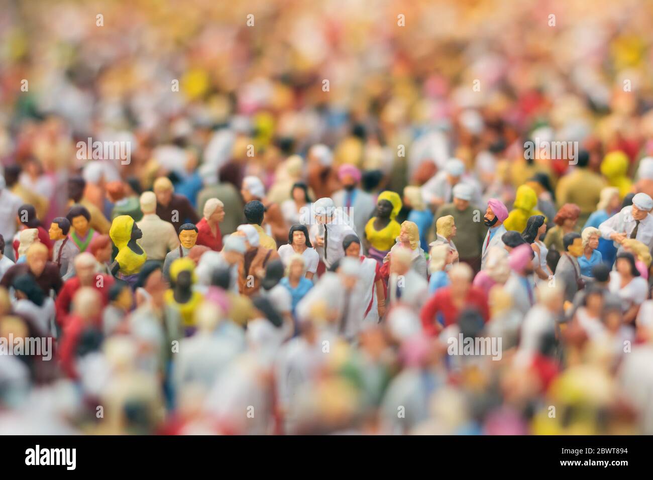 Colorful miniature crowd. Multiracial gathering of people Stock Photo ...