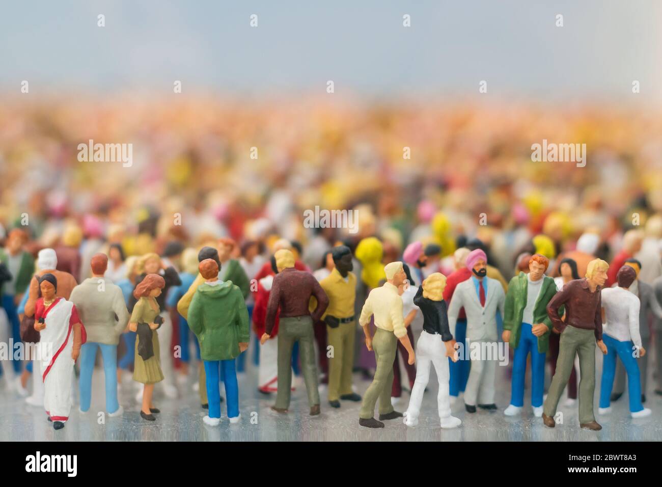 Colorful miniature crowd. Multiracial gathering of people Stock Photo ...