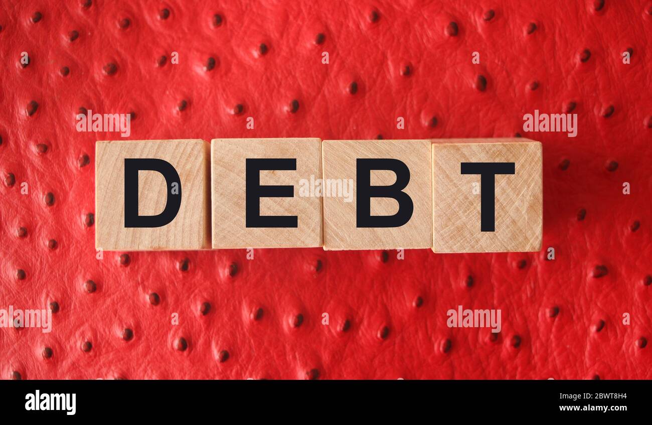 Debt red word letters hi-res stock photography and images - Alamy