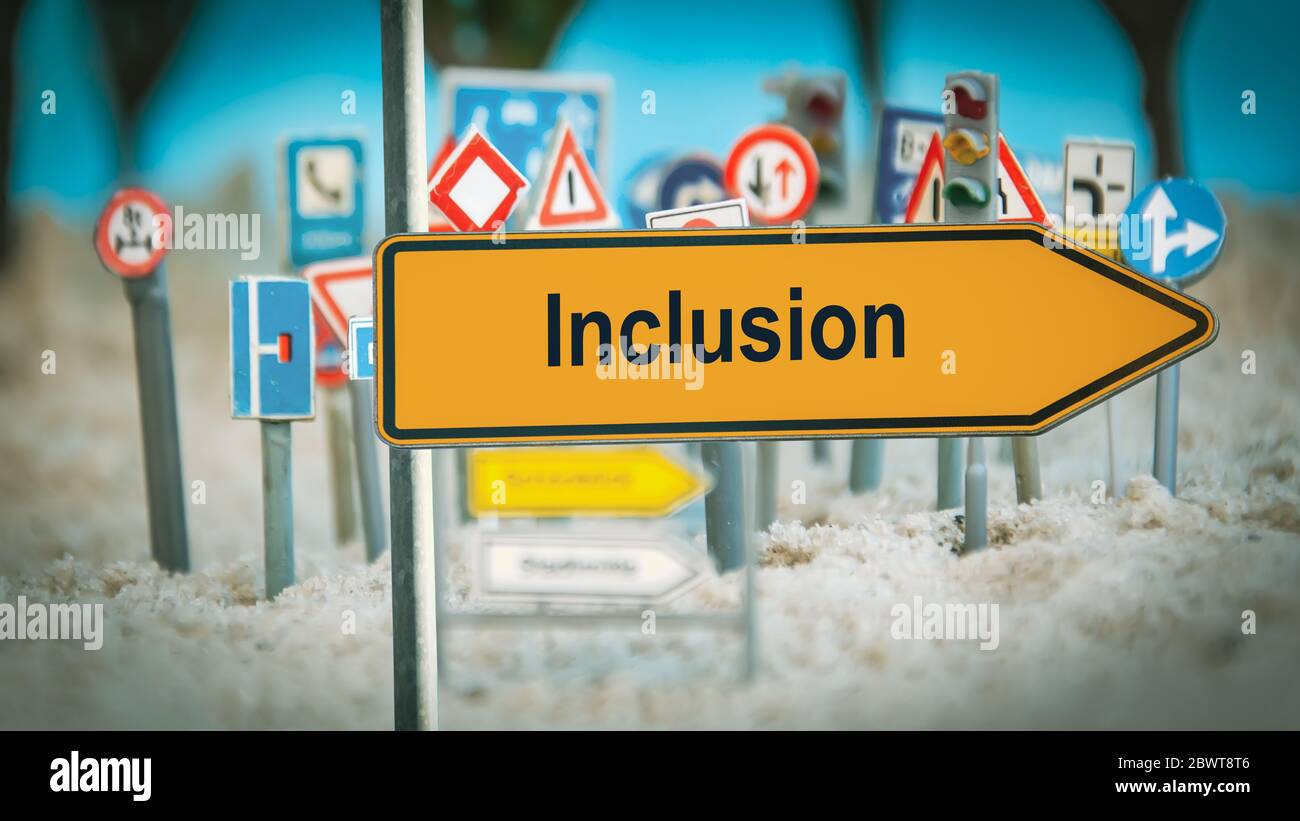 Street Sign the Direction Way to Inclusion Stock Photo - Alamy