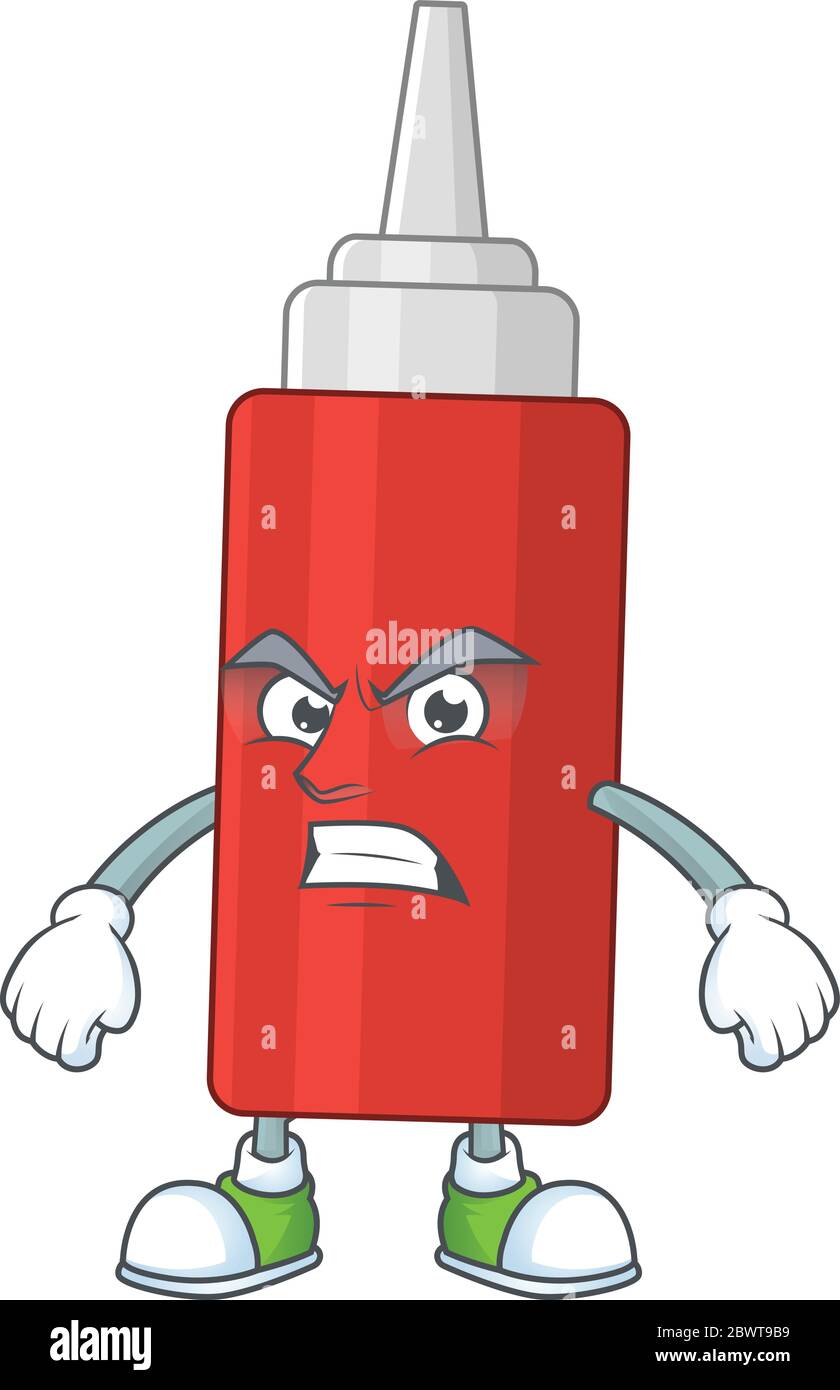 cartoon drawing of sauce bottle showing angry face Stock Vector Image ...