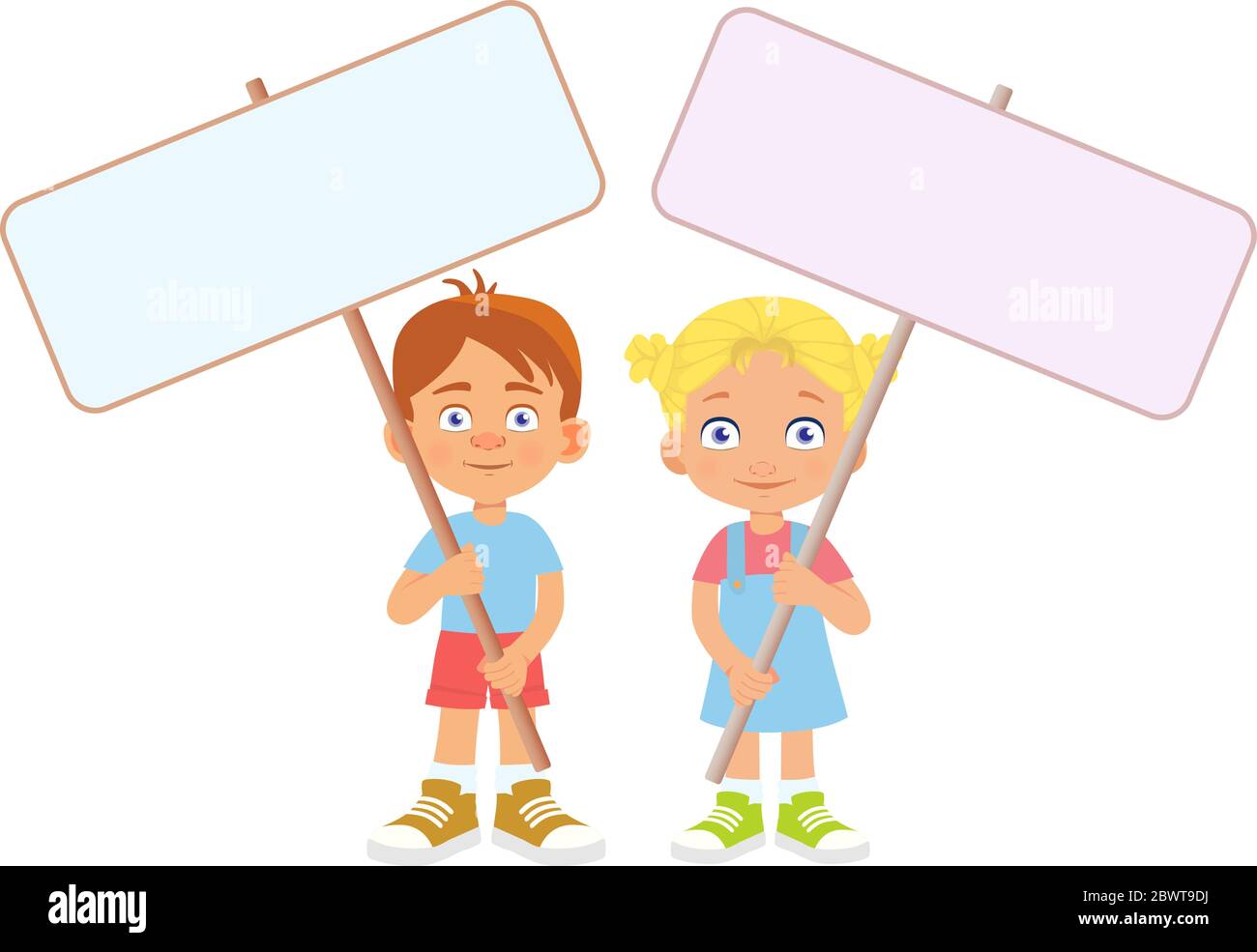 Child holding banner. Vector illustration Stock Vector Image & Art - Alamy
