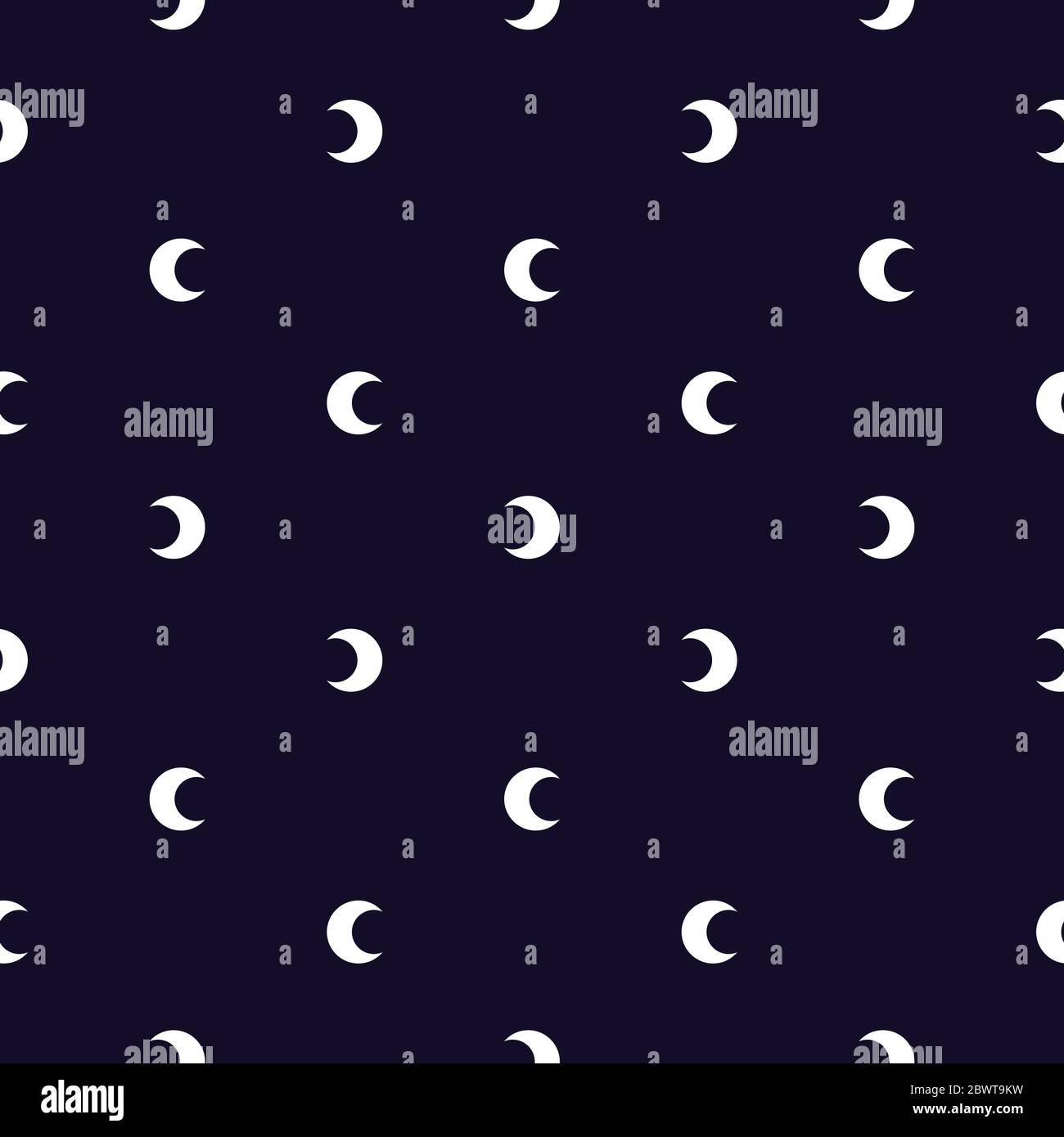 Seamless pattern with white half moon, crescents on dark blue ...