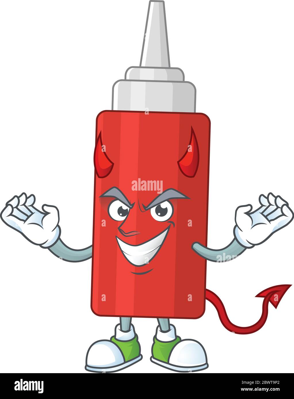 A cartoon image of sauce bottle as a devil character Stock Vector Image ...