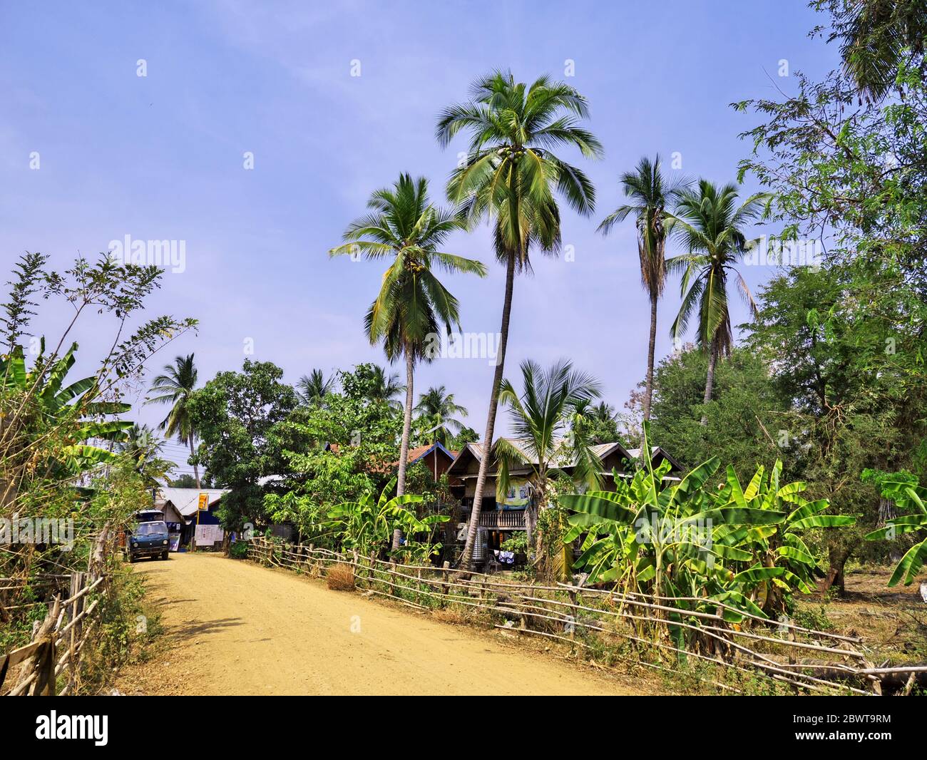 The village on Mekong river, Champassak, Laos Stock Photo - Alamy