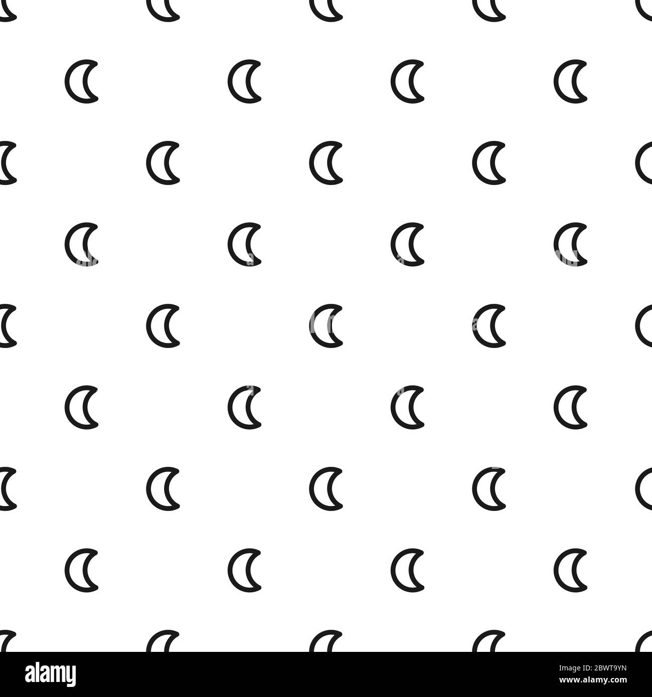Seamless pattern with black half moon, crescents on white background ...