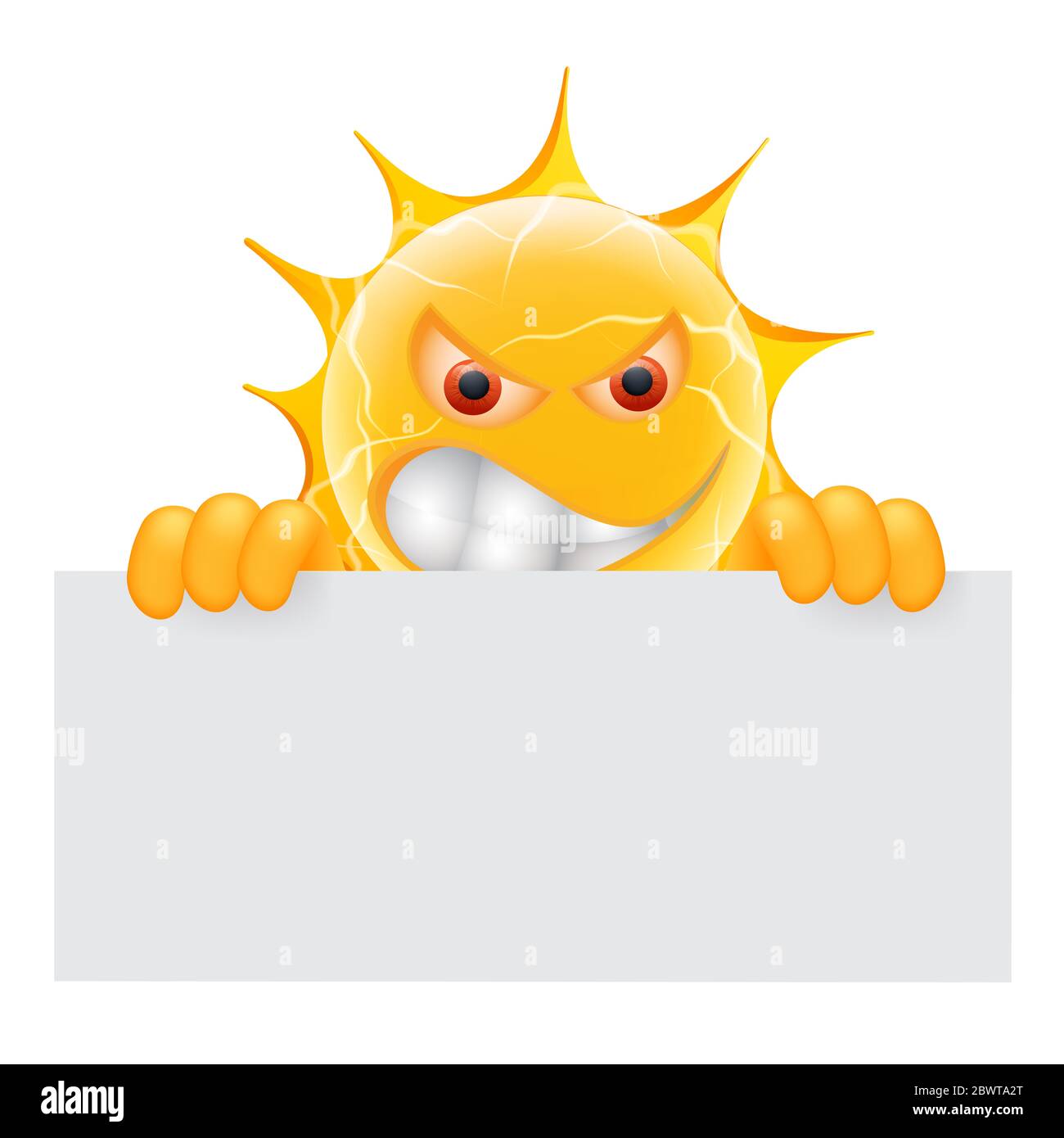 Evil Summer Sun Emoticon. Angry Sun Emoji with Banner Template. Add ...