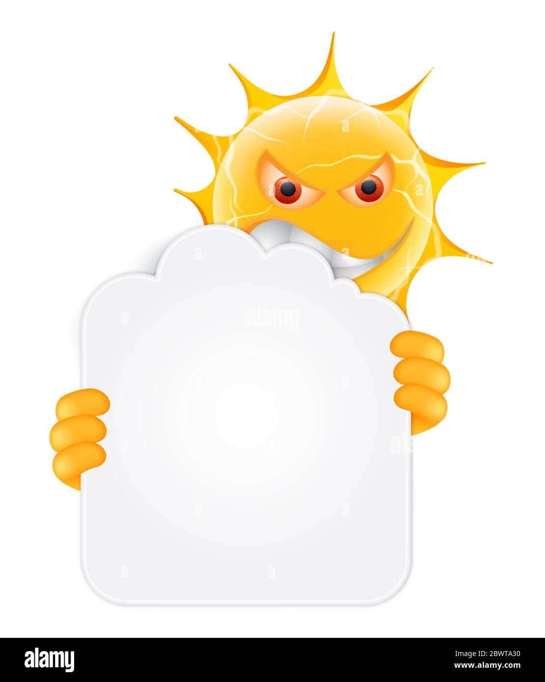 Evil Summer Sun Emoticon. Angry Sun Emoji with Banner Template ...