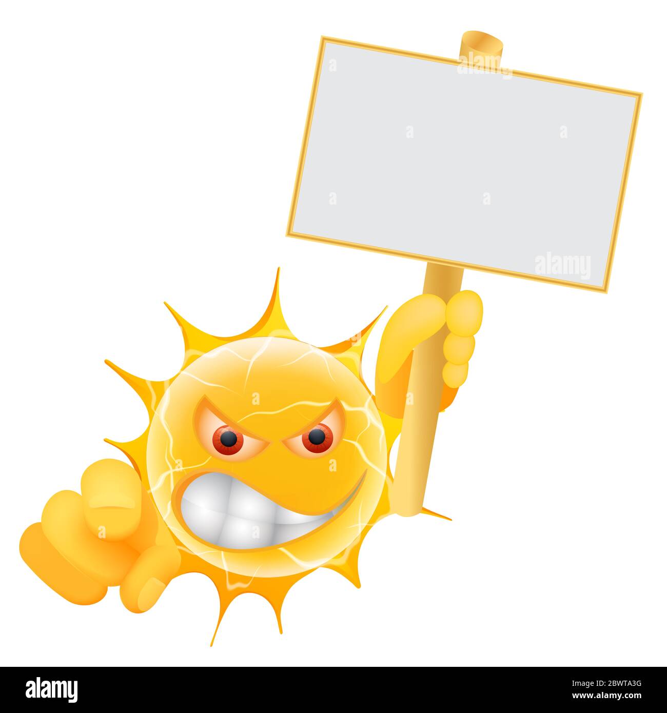 Evil Summer Sun Emoticon. Angry Sun Emoji pointing at you with Sign ...