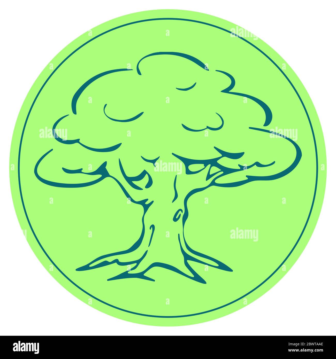 Vector icon, outline tree in green circle Stock Vector Image & Art - Alamy