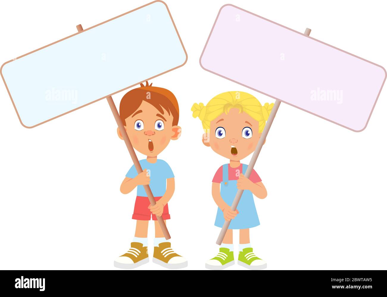 Child holding sign blank Stock Vector Images - Alamy