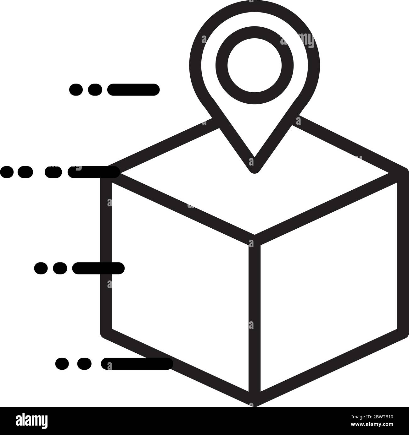 box carton with pin location delivery service line style Stock Vector ...