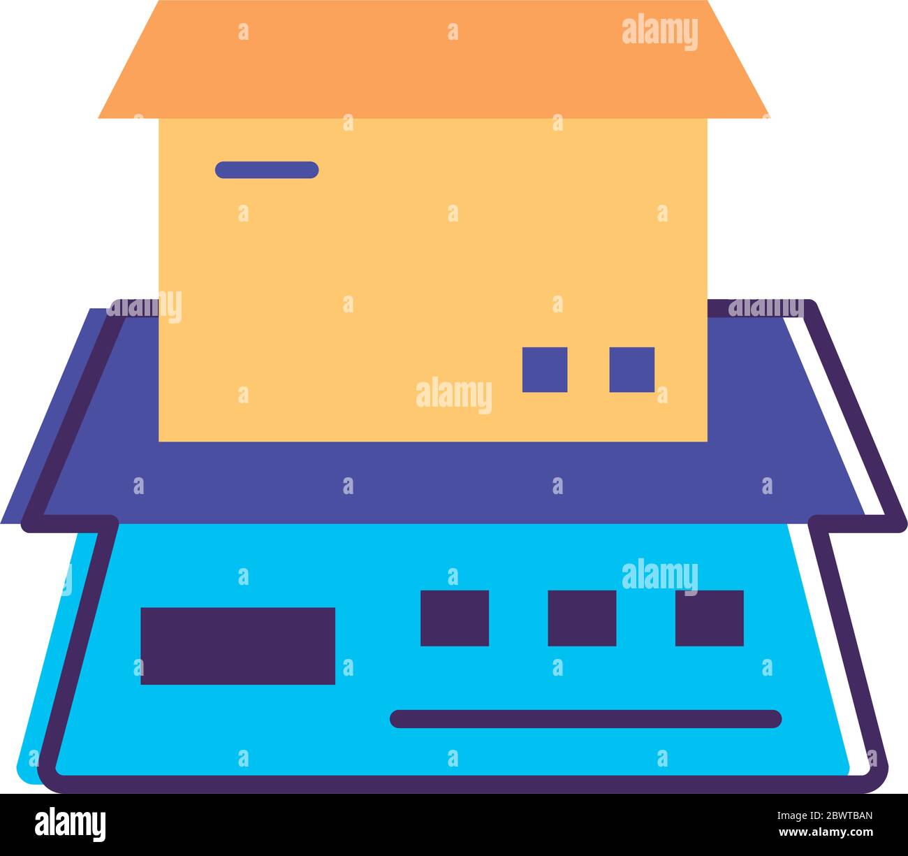 box carton in balance delivery service line and fill style Stock Vector ...